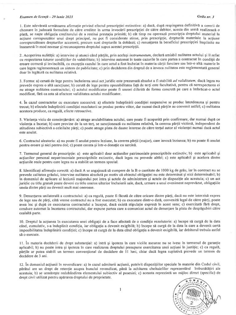 Subiecte Grila 3-Iunie 2023 | PDF