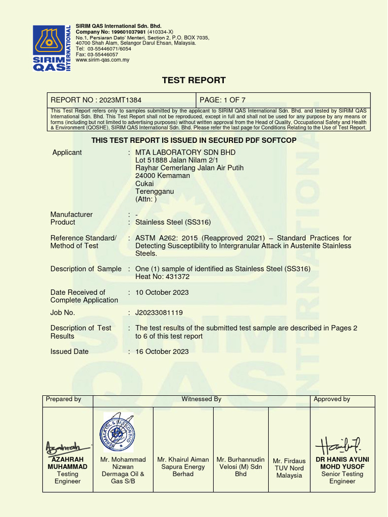2023mt1384 Test Report Download Free Pdf Quality Assurance