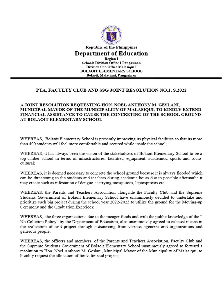 Joint Resolution | PDF