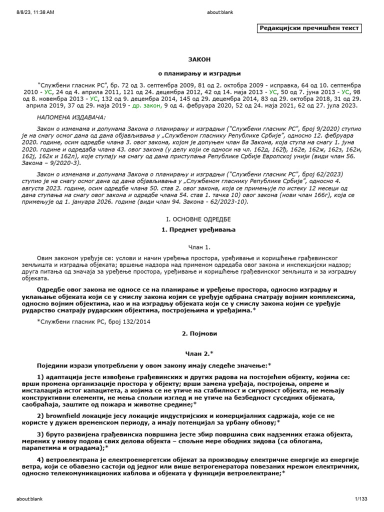 Zakon o Planiranju I Izgradnji | PDF