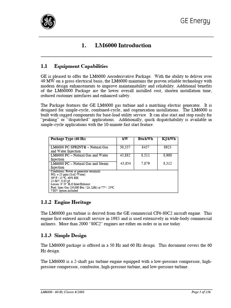 LM6000 Gas Turbine Generator User Manual | PDF | Technology & Engineering