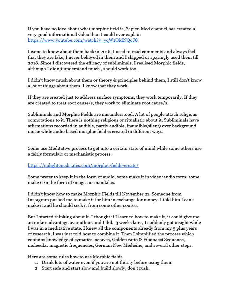 How To Use Morphic Fields | PDF | Constipation | Diarrhea