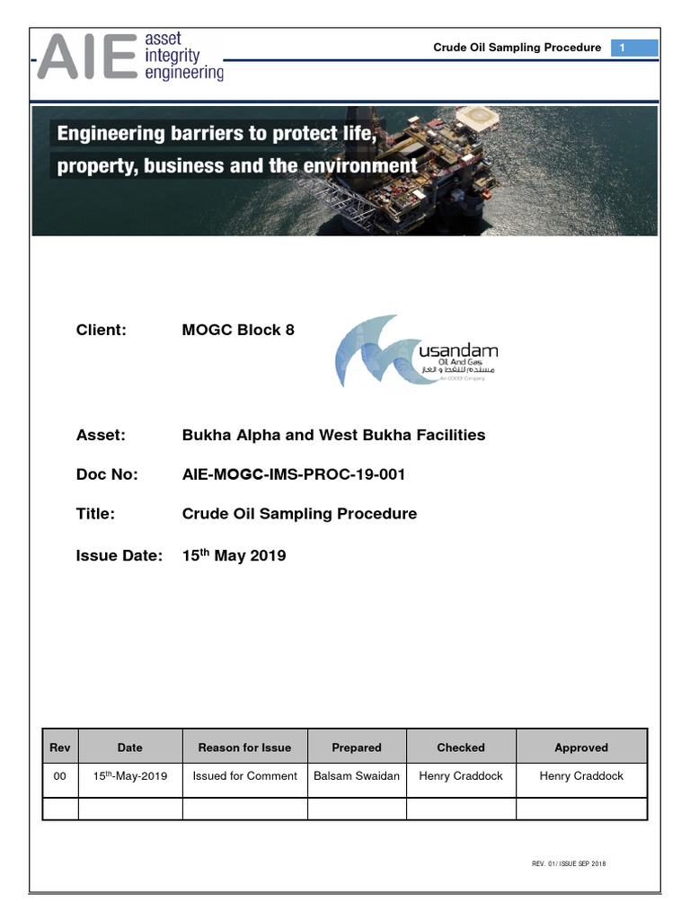 AIE MOGC IMS PROC 19 001 Crude Oil Sampling Procedure | PDF | Pipeline ...