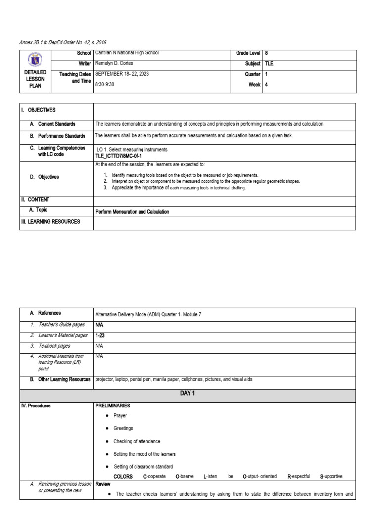 TLE 8 - Q1 LP - TECHNICAL DRAFTING - Week 4 | PDF | Technical Drawing ...