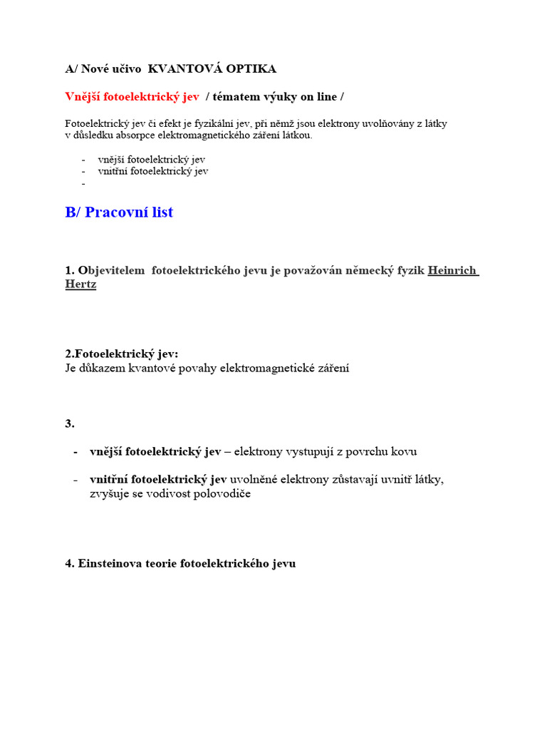 Pracovní List Fyzika | PDF