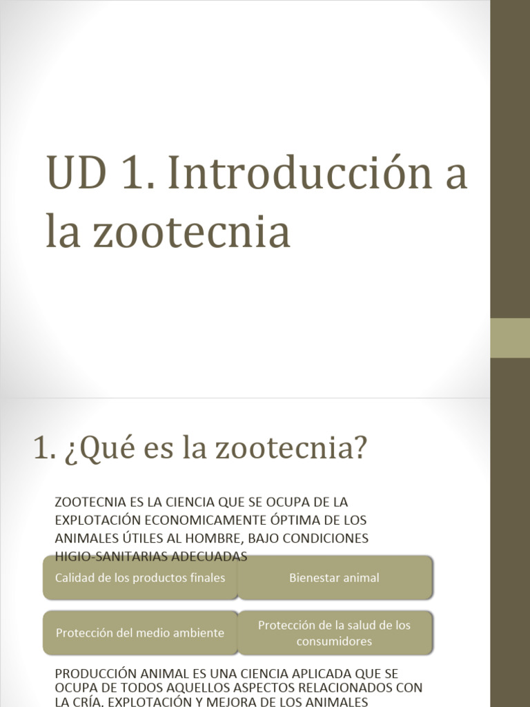 Ud 1. Introduccion A La Zootecnia | PDF