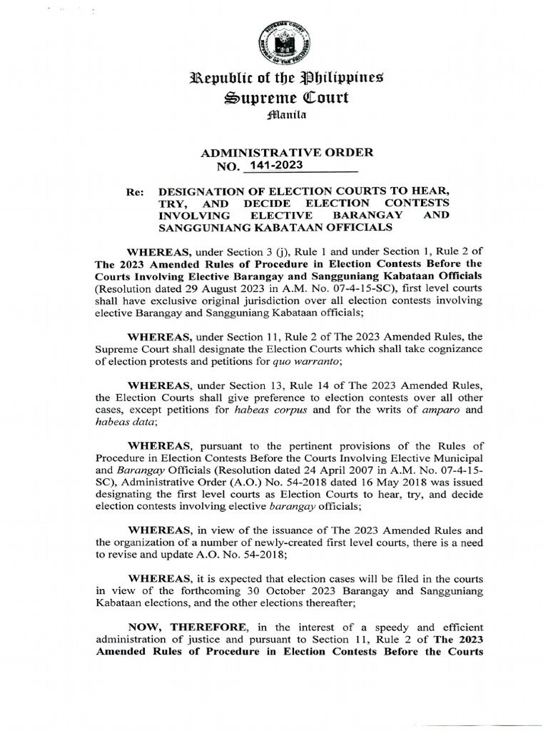 Election Courts Designation Order 2023 | PDF