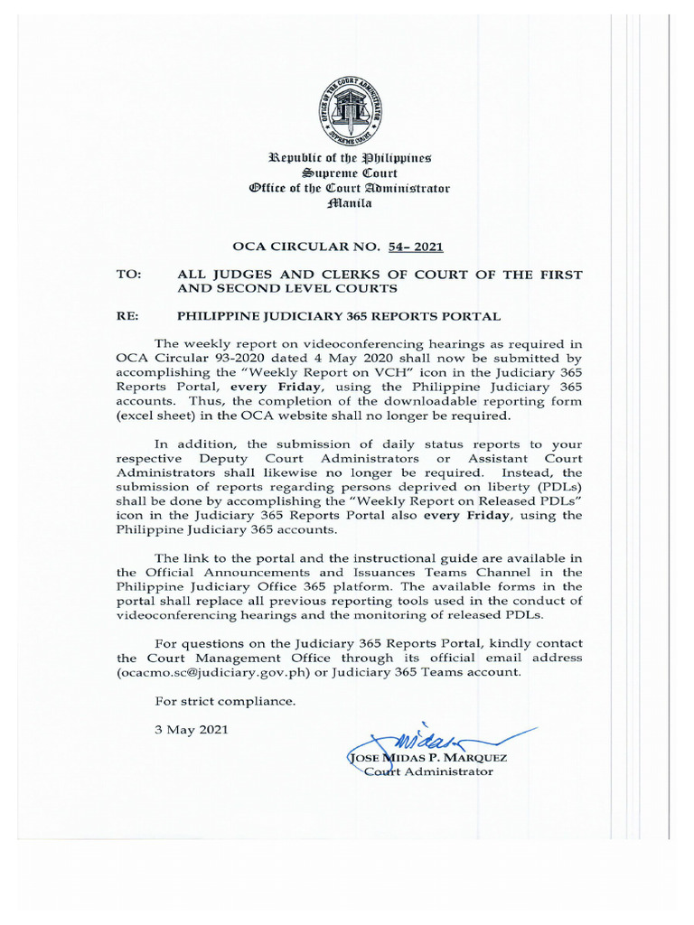 OCA Circular No. 54 2021 Converted 1 | PDF