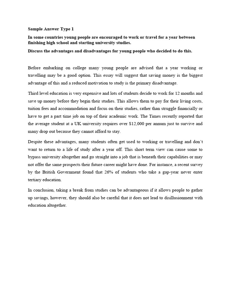 Advantages and Disadvantages Essay Sample Answer | PDF ...