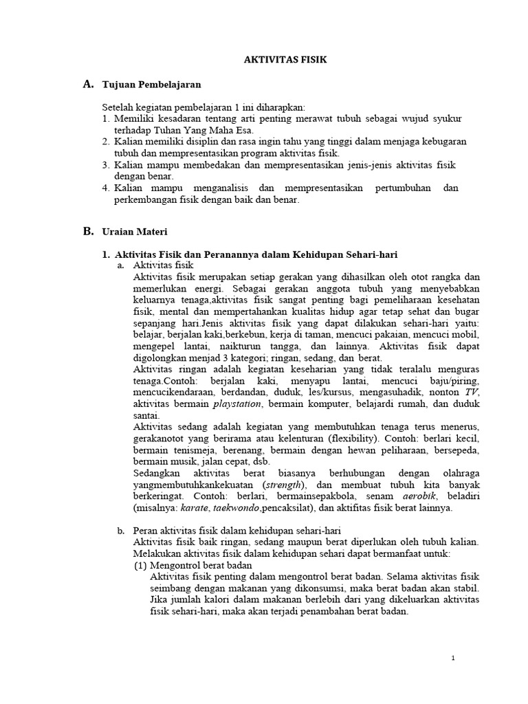 mATERI AKTIFITAS FISIK | PDF | Kesehatan Holistik