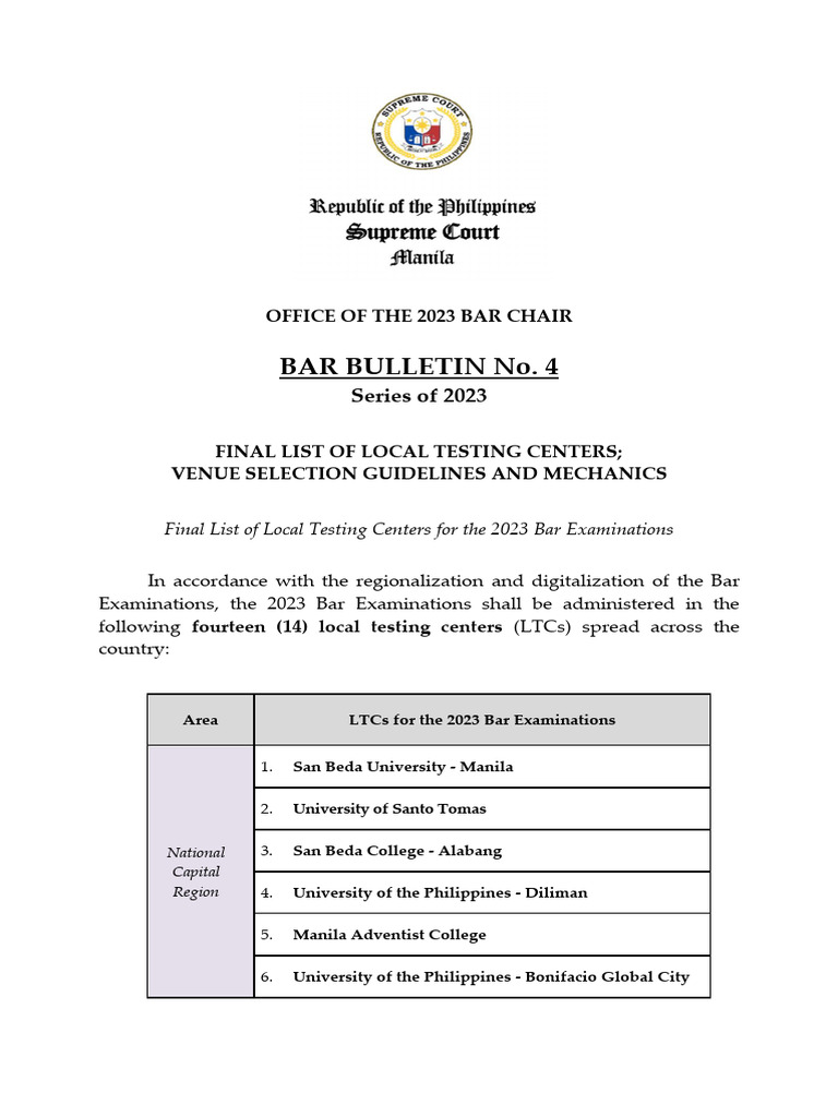 2023 Bar Exam Venue Selection Guide | PDF | Computing