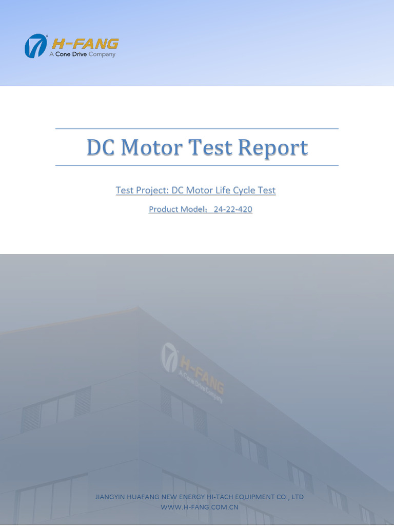 DC Motor Lifecycle Test Report | PDF
