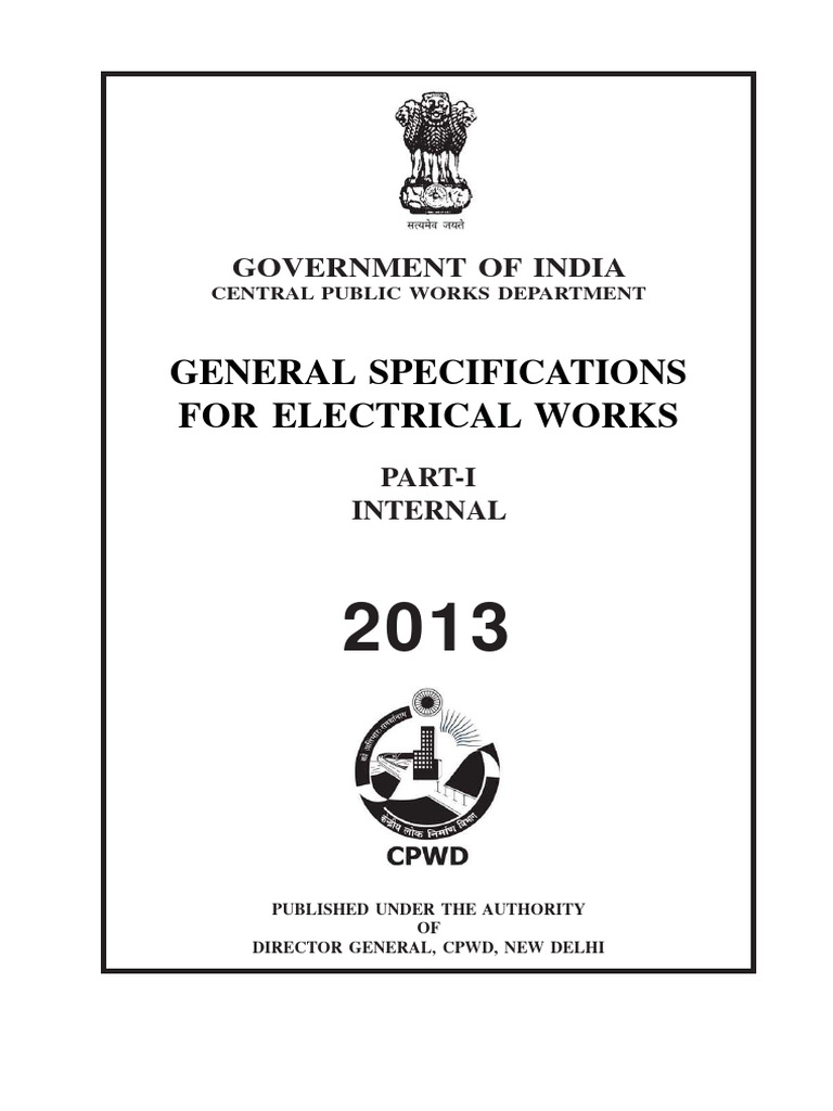 CPWD के General Specifications for Electrical Works (Part-1 Internal ... CPWD के General Specifications for Electrical Works (Part-1 Internal ...