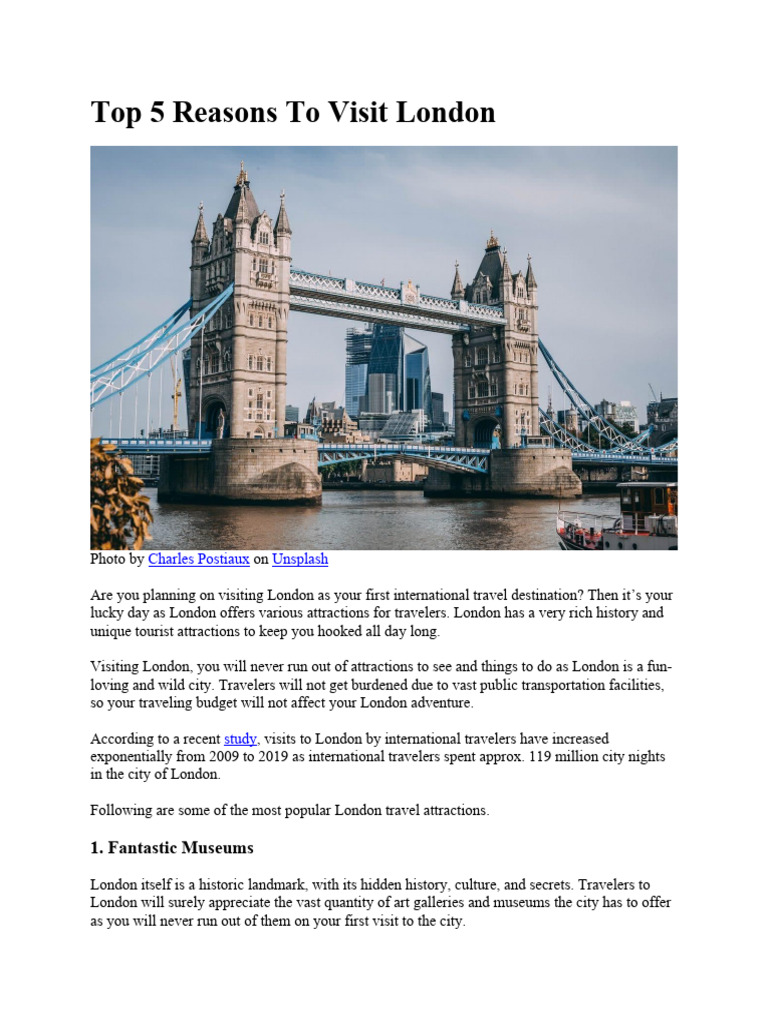 Top 5 Reasons To Visit London | PDF | Travel