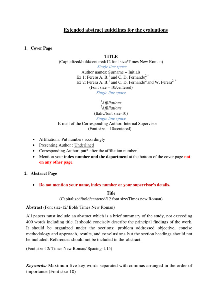 Extended Abstract Guidelines 2022 | PDF