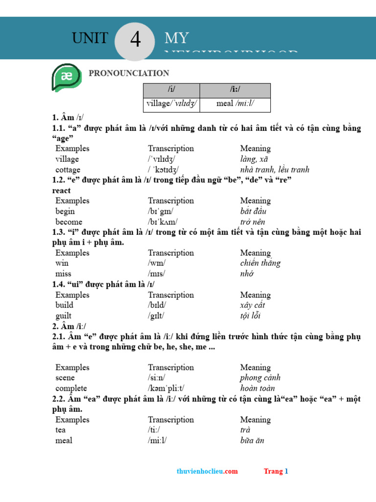 Tieng Anh 6 GLOBAL SUCCESS Unit 4 | PDF