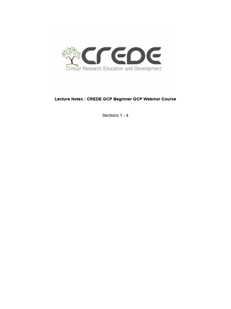 CREDE GCP Beginner Webinar Lecture Notes 2023 | PDF | Clinical Trial ... CREDE GCP Beginner Webinar Lecture Notes 2023 | PDF | Clinical Trial ...
