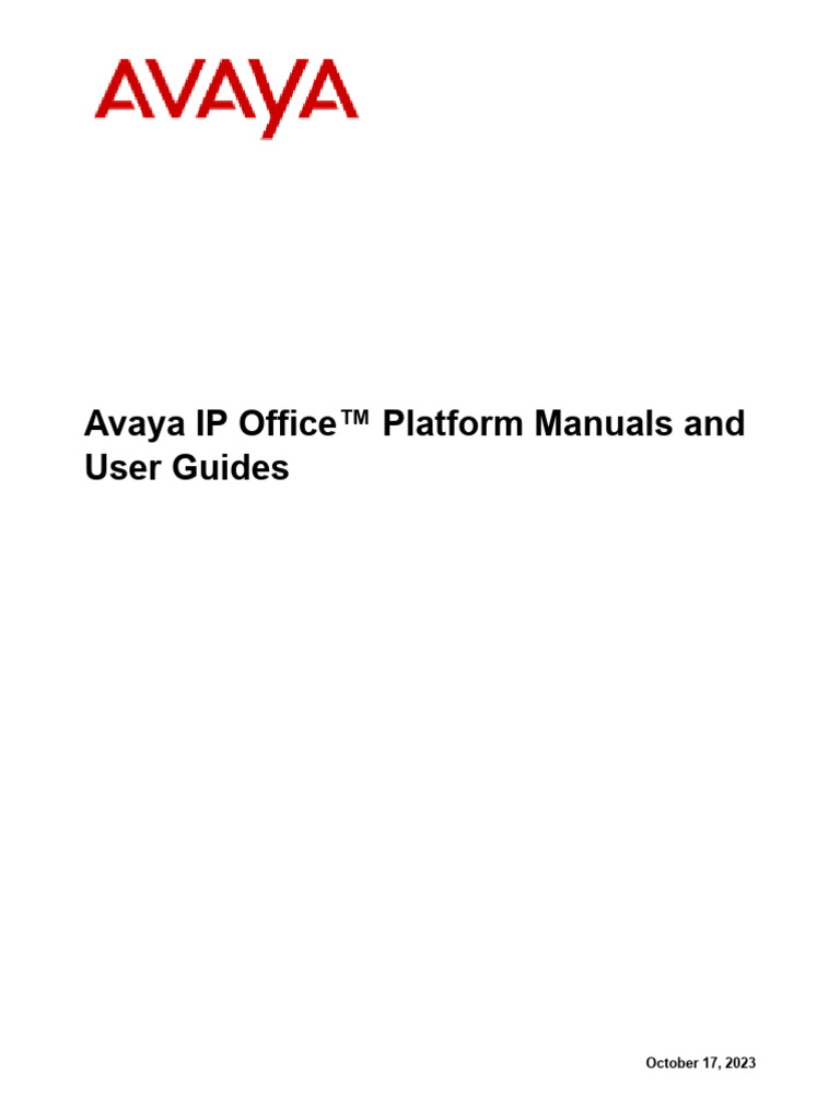 Avaya Ip Officetm Platform Manuals and User Guides 10-17-2023 | PDF ...