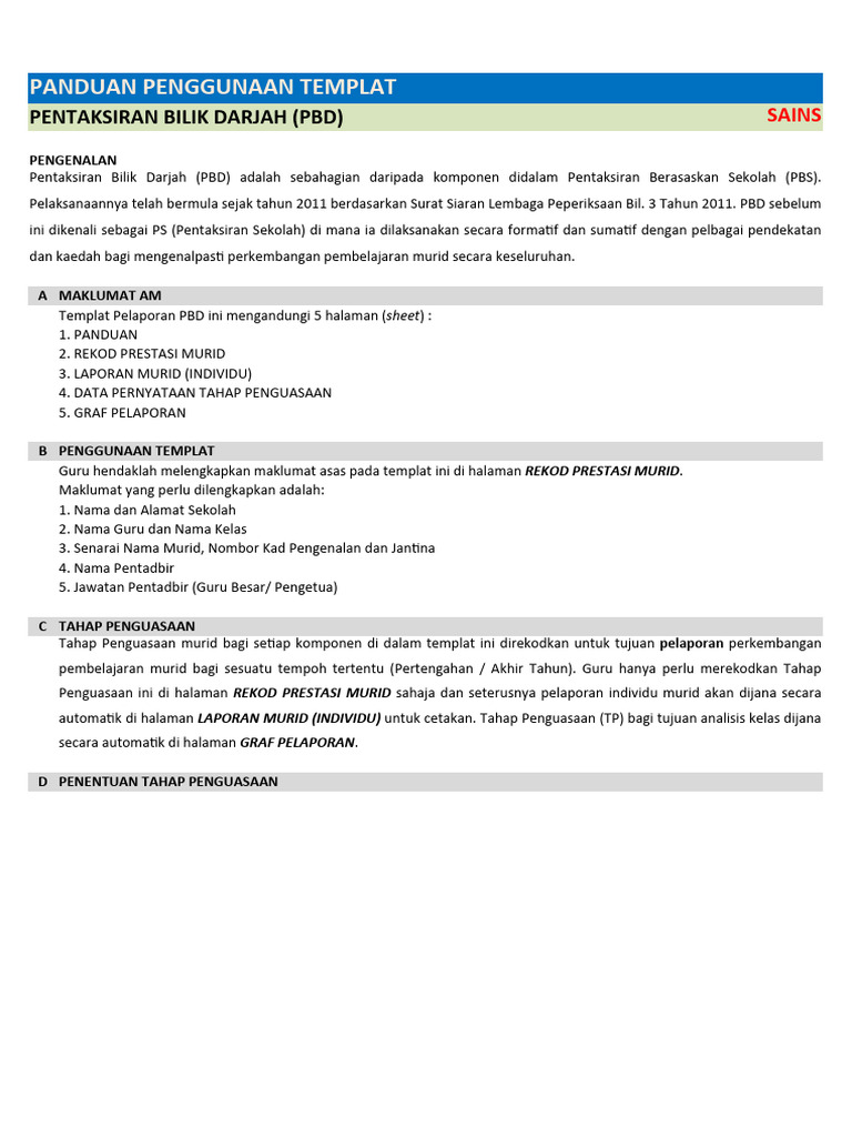 TEMPLAT PELAPORAN PBD KSSM TINGKATAN 4 t5 | PDF