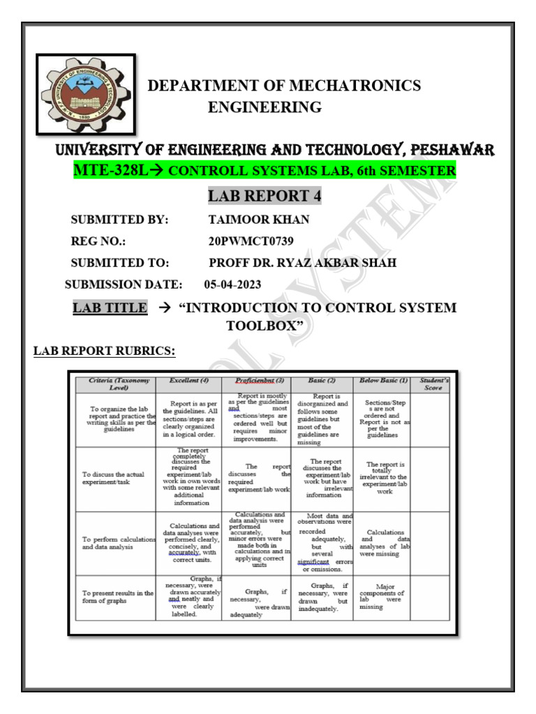 Lab Report 4 PDF | PDF | Control Engineering | Applied Mathematics