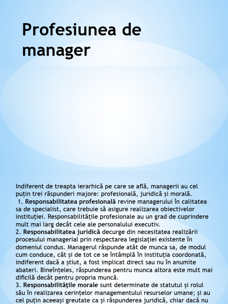 Profesiunea de Manager | PDF