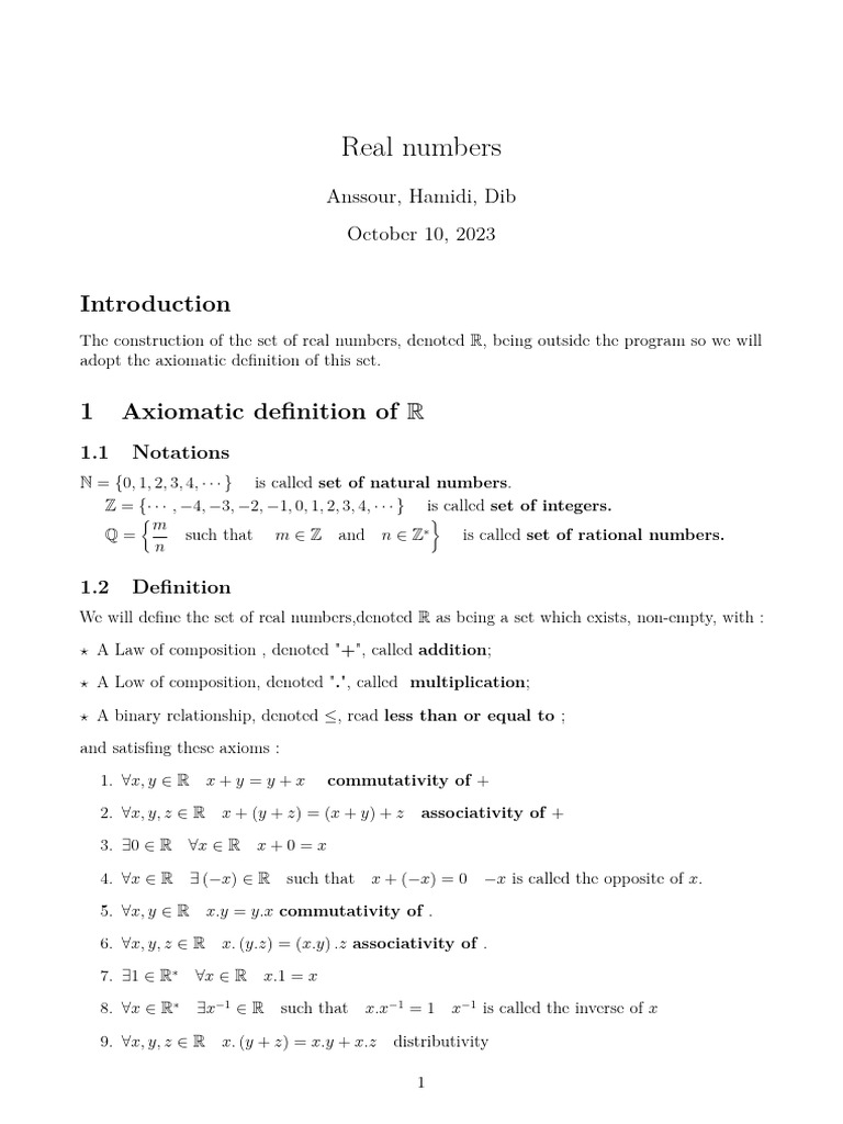 Real Numbers Sections A, B, C, D | PDF | Real Number | Natural Number