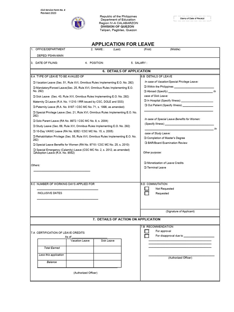 DepEd Form 6 Leave Application Guide | PDF