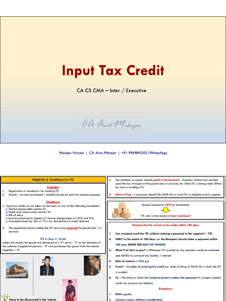 ITC - CA Amit Mahajan | PDF