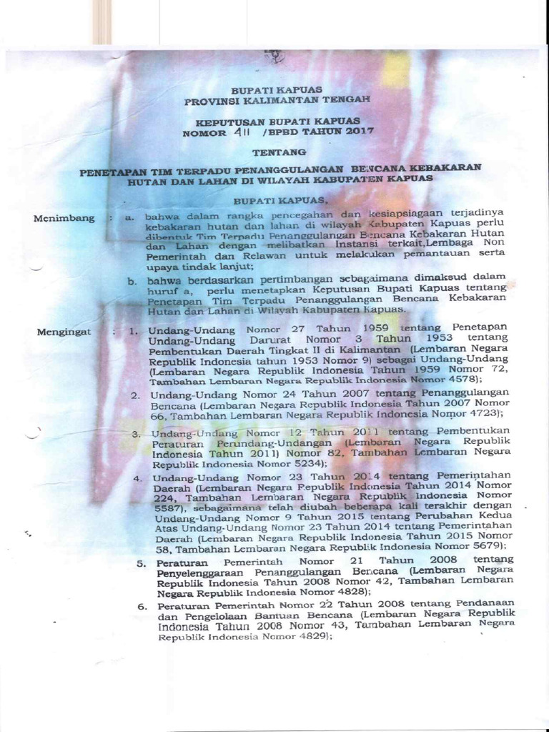Keputusan Bupati Kapuas No.411 TH 2017 Tentang Penetap - Tim Terpadu ... Keputusan Bupati Kapuas No.411 TH 2017 Tentang Penetap - Tim Terpadu ...