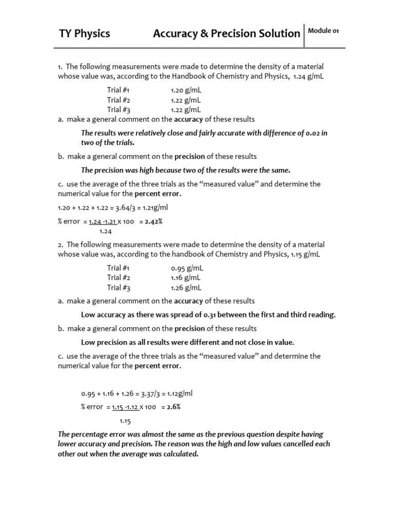 Accuracy Precision Errors - Solution | PDF