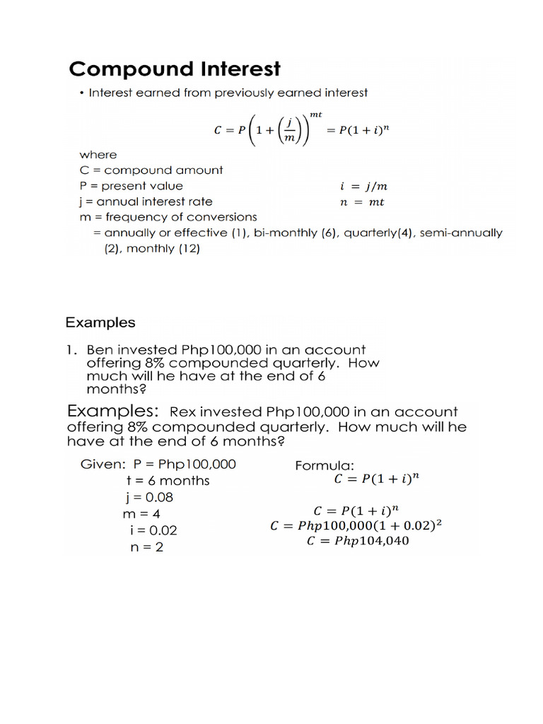 Compound Interest Investment Examples | PDF