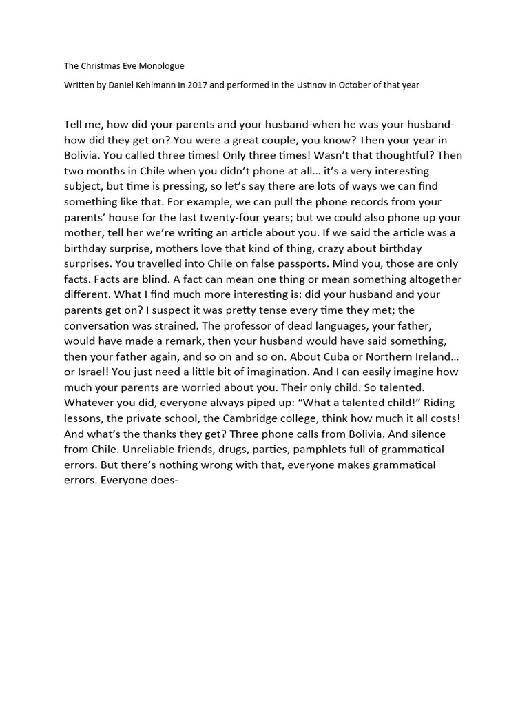 The Christmas Eve Monologue - Thanks Kayleigh | PDF