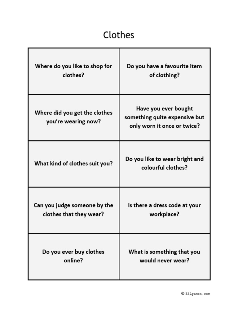 Conversation Questions Clothes | PDF