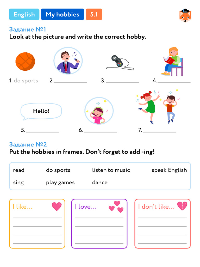 My Hobbies for Class 5 Activities | PDF
