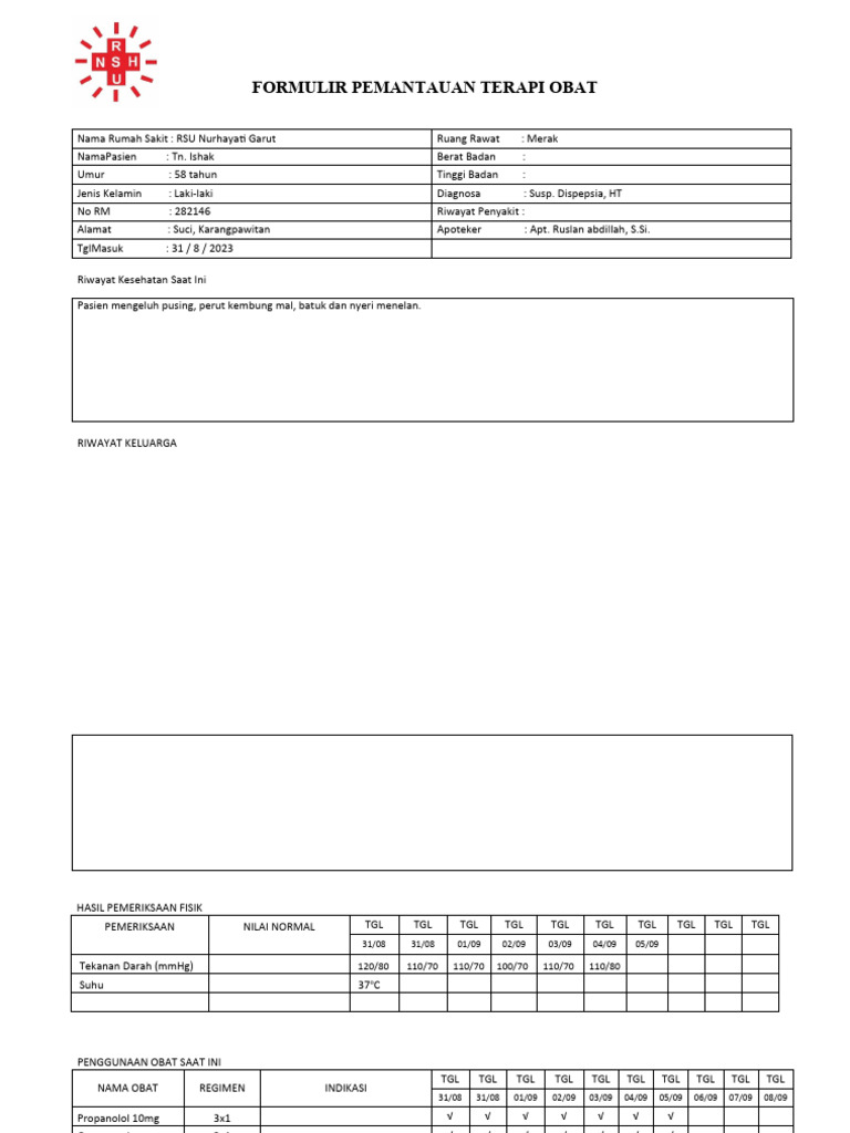 FORMULIR PEMANTAUAN TERAPI OBAT (2) | PDF