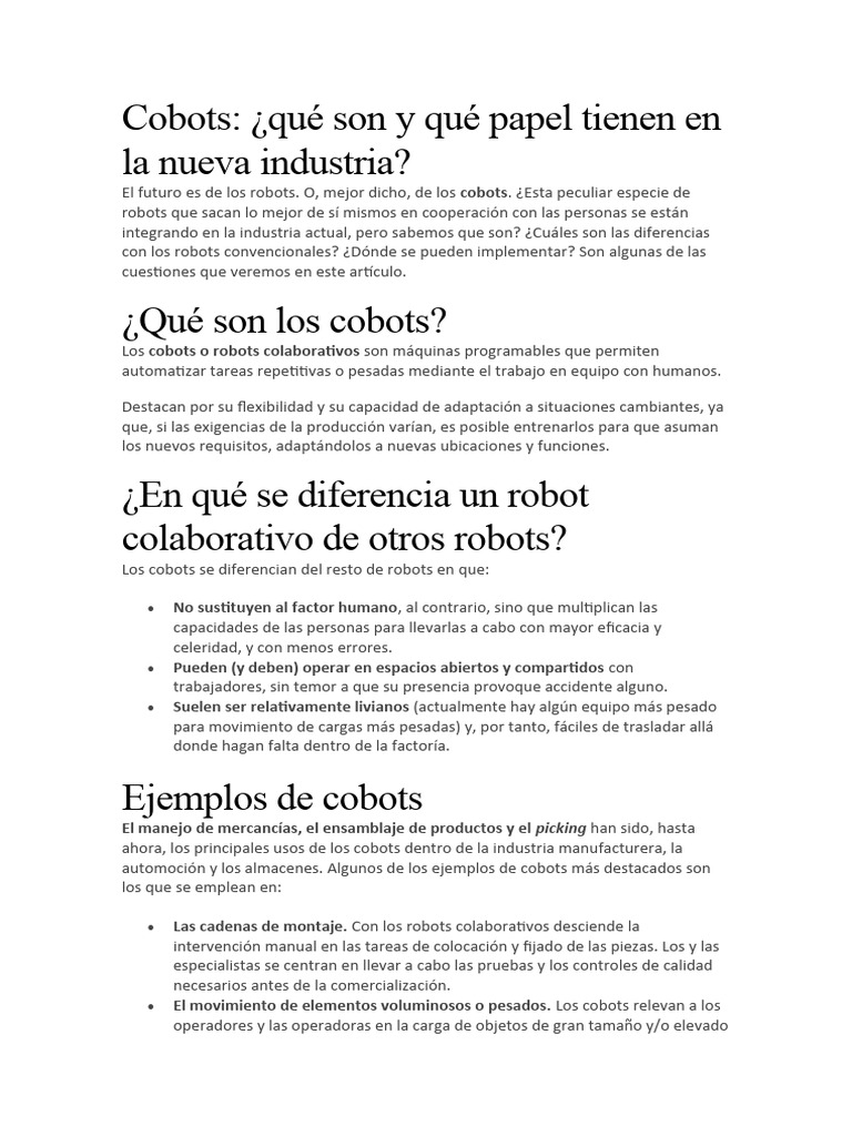 Cobots | PDF | Robot | Robótica