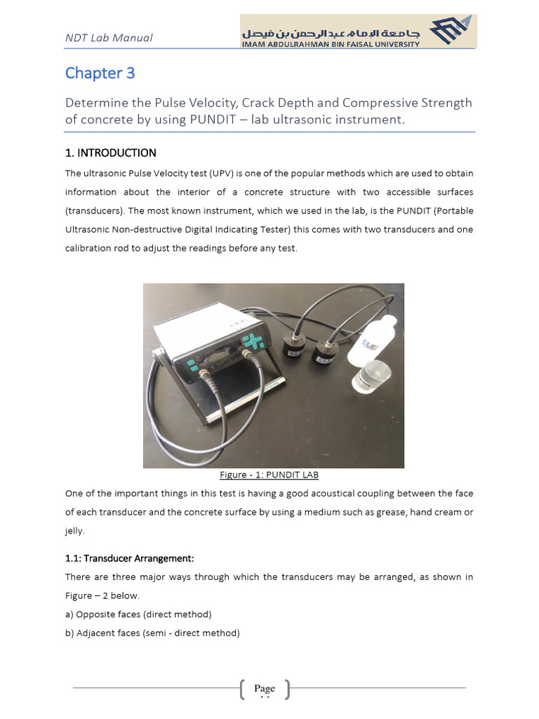 Determine the Pulse Velocity, Crack Depth and Compressive Strength of ...