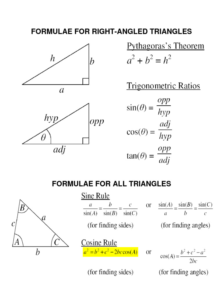 Right Triangle & Circle Formulas | PDF