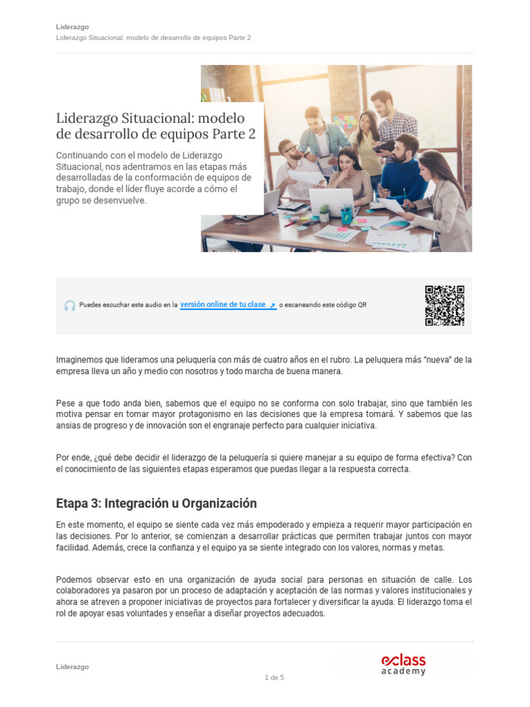 Liderazgo Liderazgo Situacional Modelo de Desarrollo de Equipos Parte 2 ...
