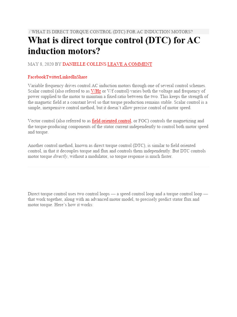 What Is Direct Torque Control | PDF
