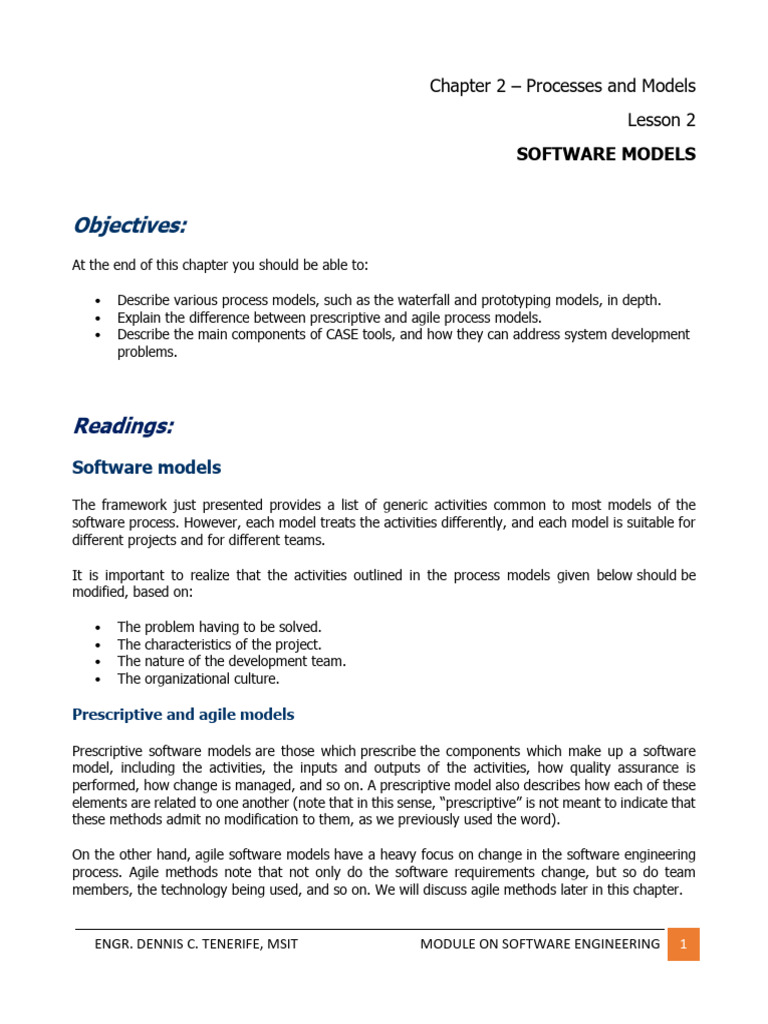 Chapter 2 - Software Engineering Model | PDF | Software Development Process | Agile Software ...