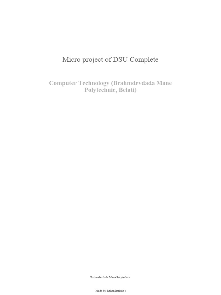 Micro Project of Dsu Completed by Me | PDF | Software Engineering | Computer Programming