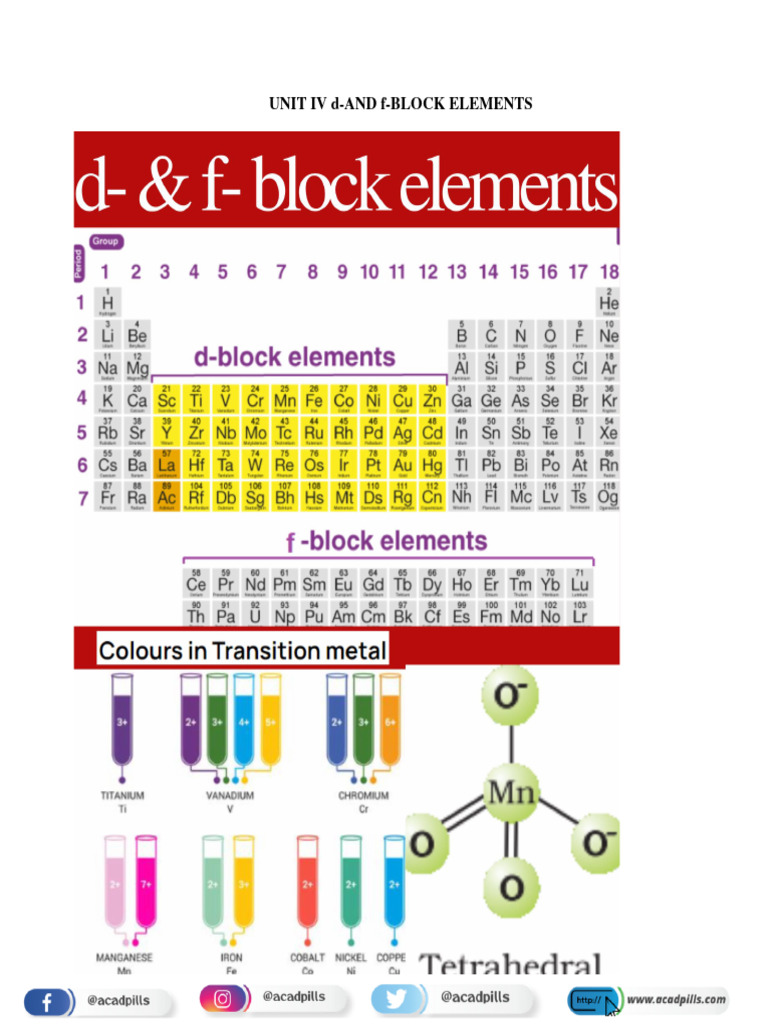 Block Elements Class 12 | PDF | Transition Metals | Lanthanide