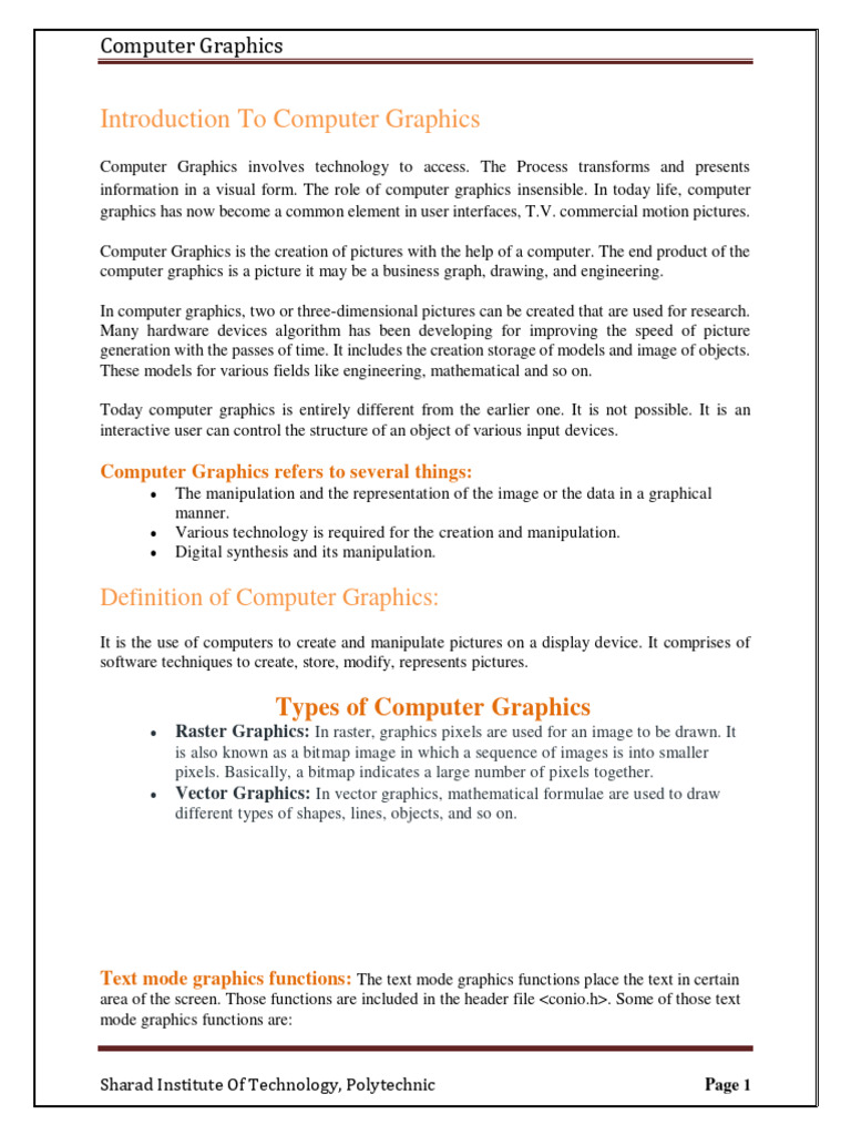 Introduction To Computer Graphics | PDF | Computer Graphics | Graphics