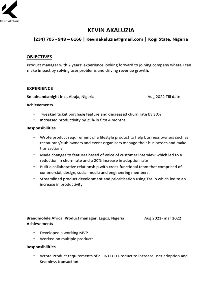 KEVIN AKALUZIA Updated Resume | PDF