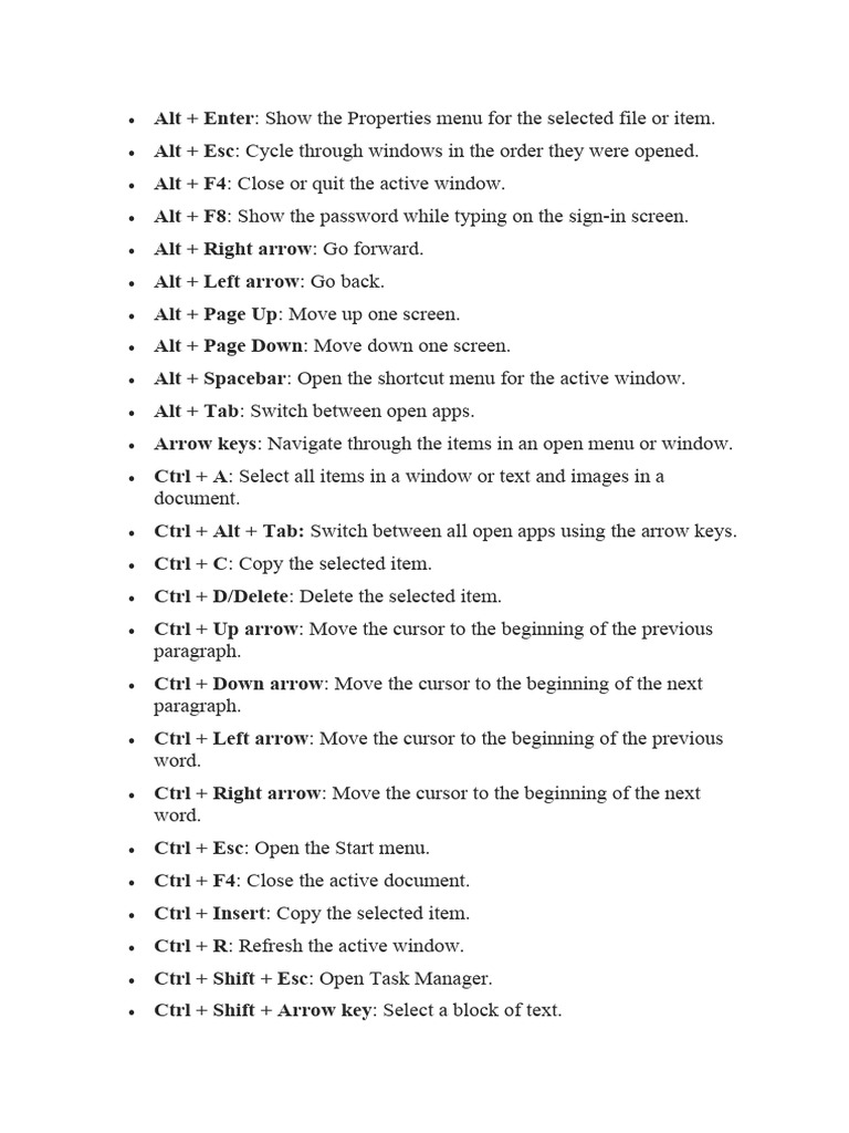 Keyboard Shortcut Keys | PDF | Computer Keyboard | Control Key