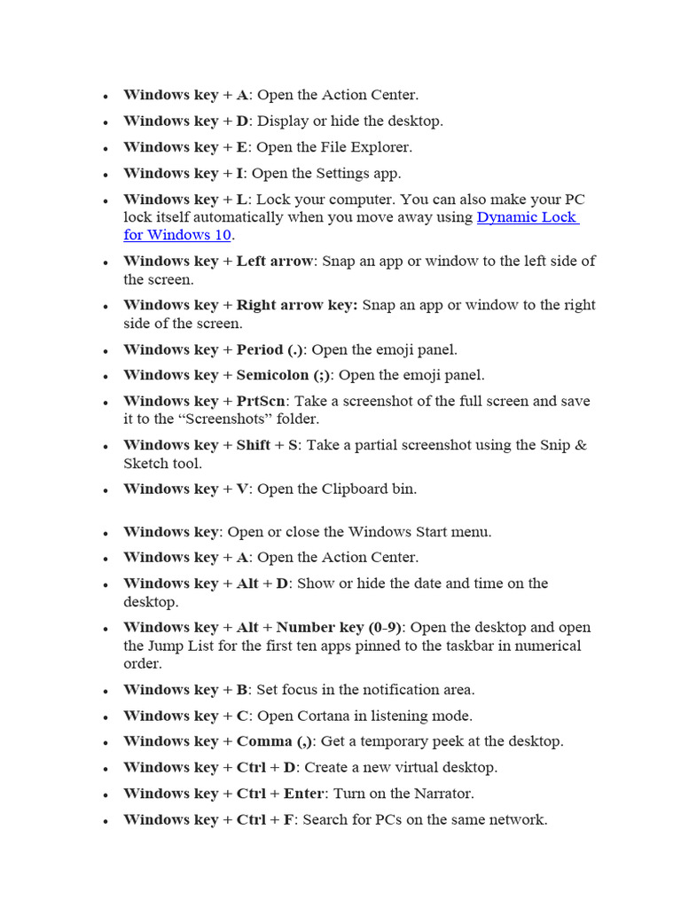 Windows Key SHORTCUT KEYS | PDF | Screenshot | Computing