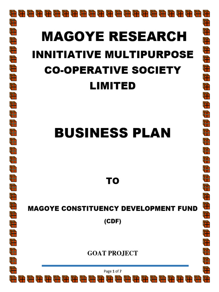 Magoye Innitiative Business Plan | PDF | Cooperative | Cost