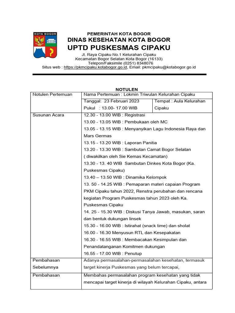 Notulen Loktri Feb 2023 | PDF