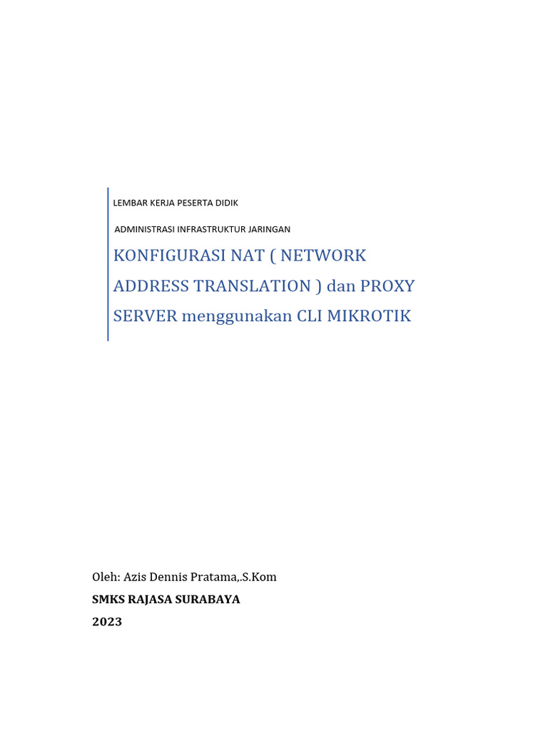 Konfigurasi NAT & Proxy Mikrotik | PDF | Teknologi & Rekayasa